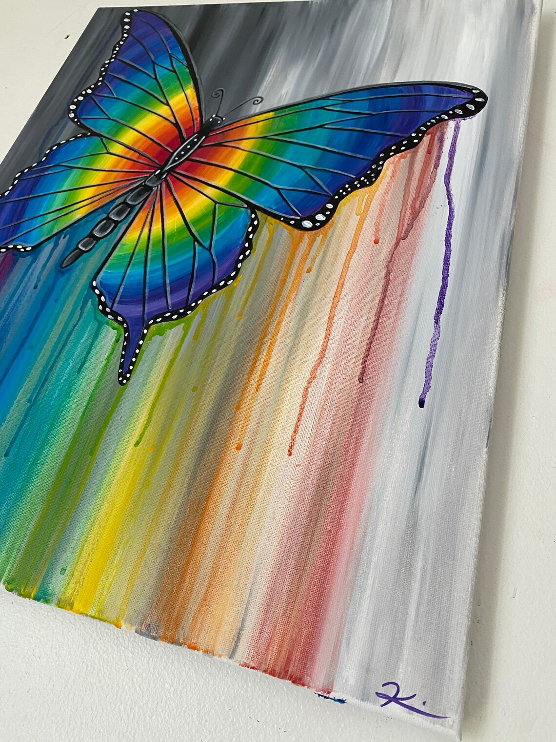 Rainbow drip butterfly | Etsy