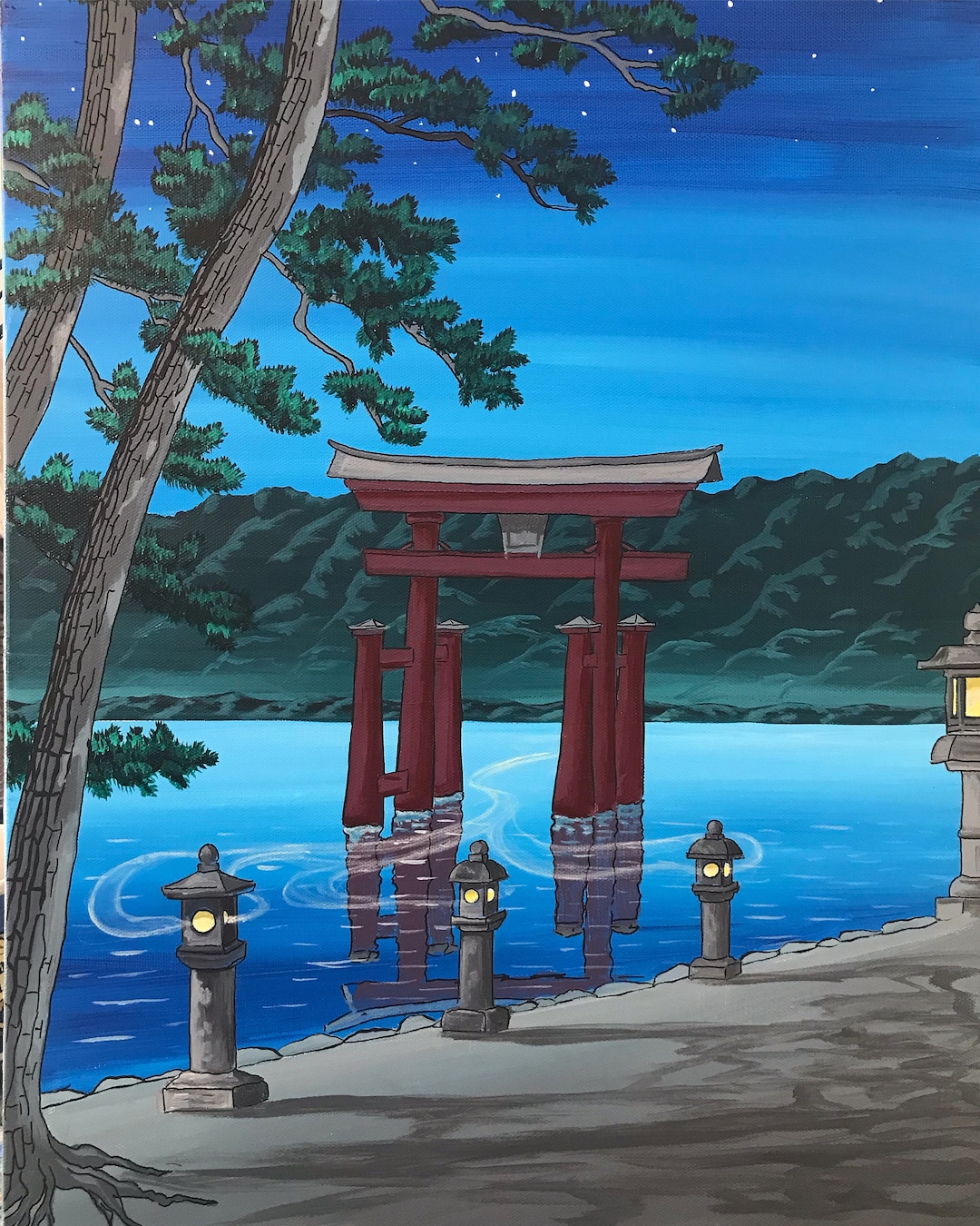 Sacred Japanese Torri Painting on Canvas. - Etsy