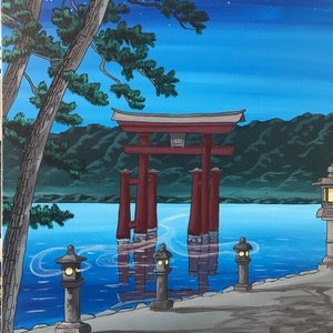 Sacred Japanese Torri Painting on Canvas. - Etsy