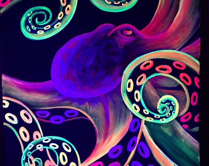 Blacklight Octopus Painting - Etsy