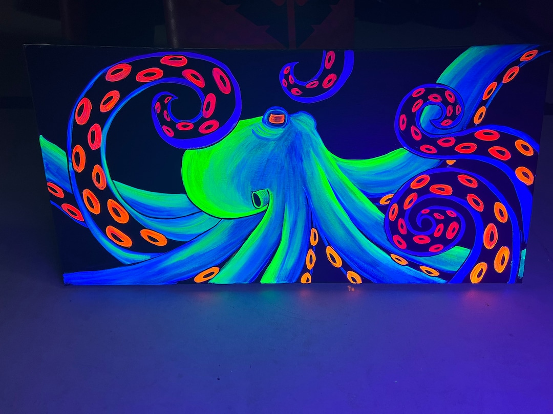 Original Black Light Octopus Painting - Etsy