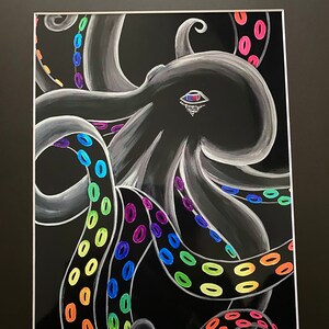Rainbow Black Octopus Painting - Etsy