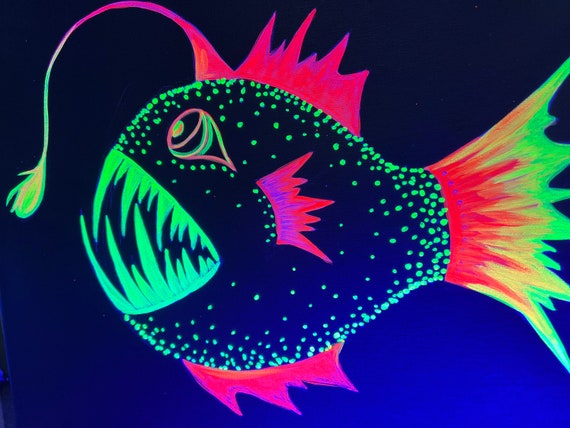 Black Light Angler Fish Painting - Etsy