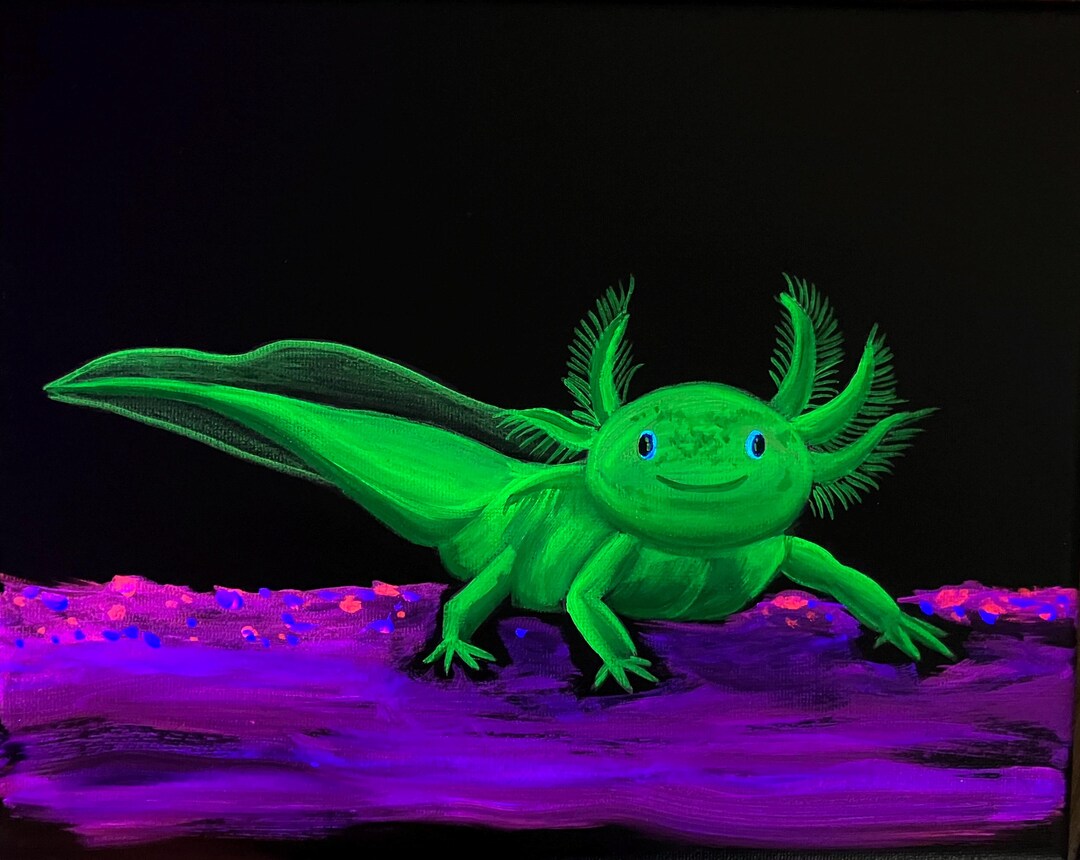 Green Axolotl Original Uv Painting - Etsy