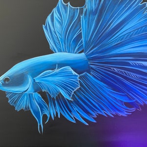 Blue Betta Fish Art - Etsy