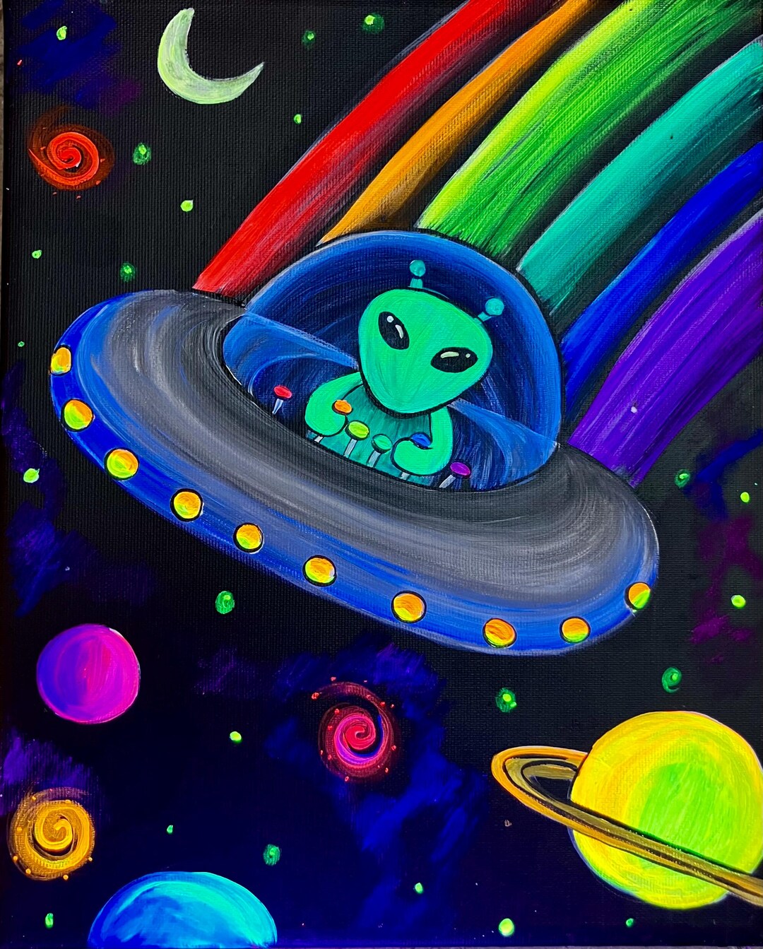 Alien Black Light Original Canvas Painting - Etsy