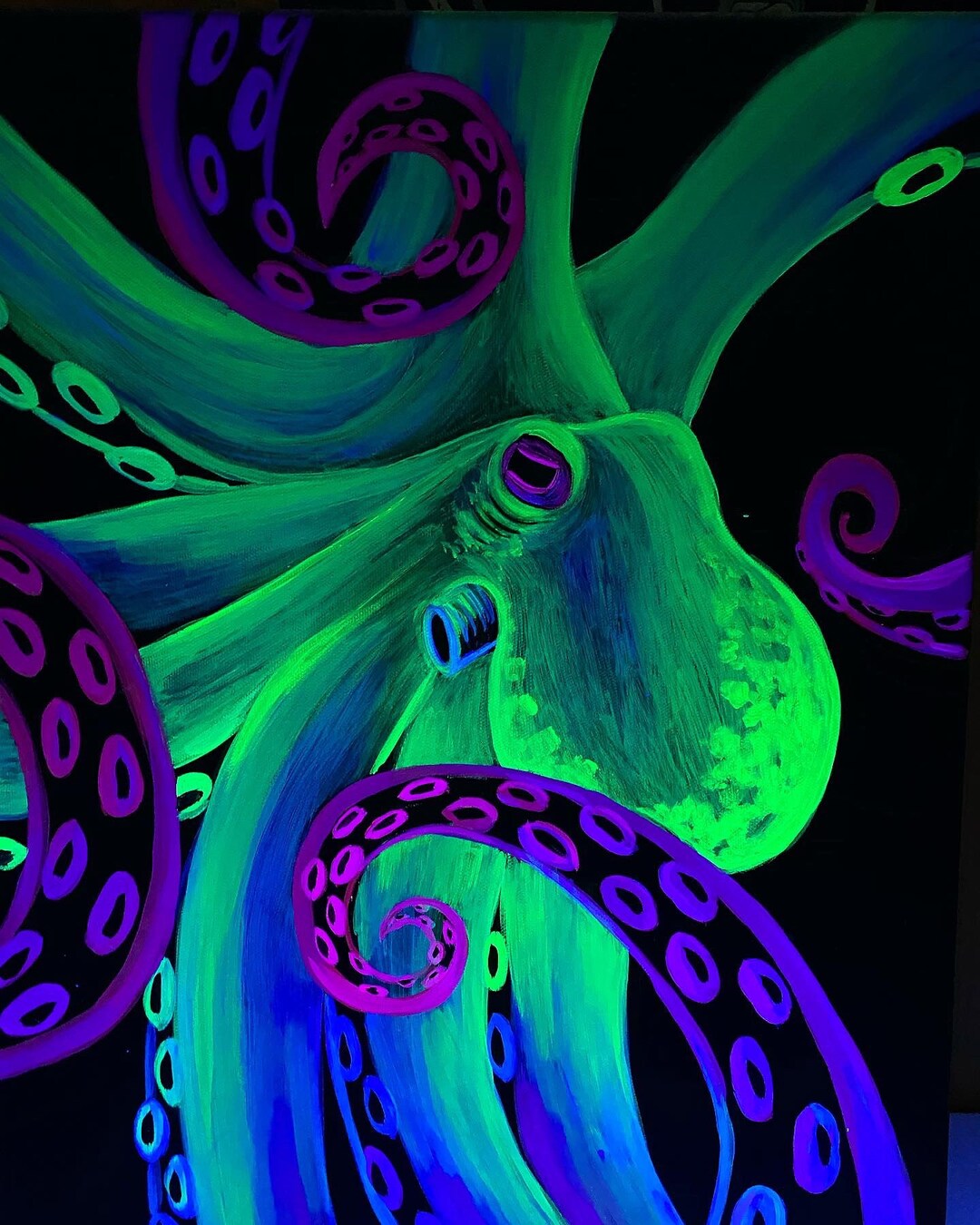 Black Light Octopus Painting - Etsy