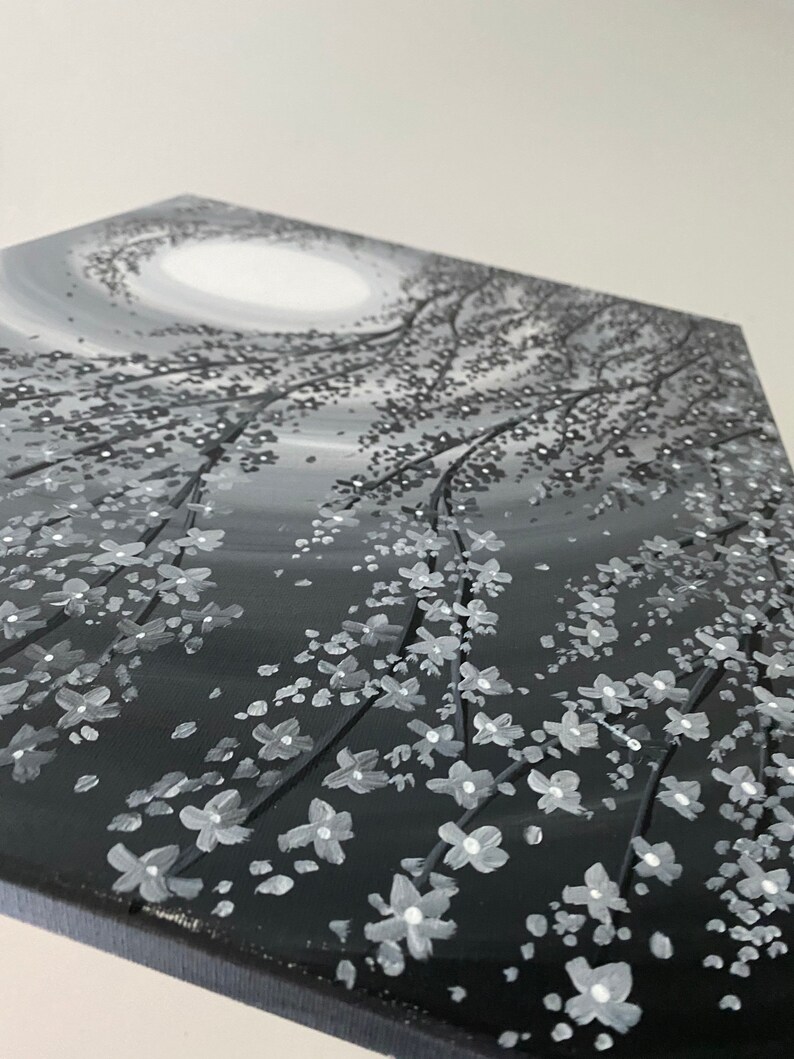 Spring Moon Cherry Blossom Painting | Etsy