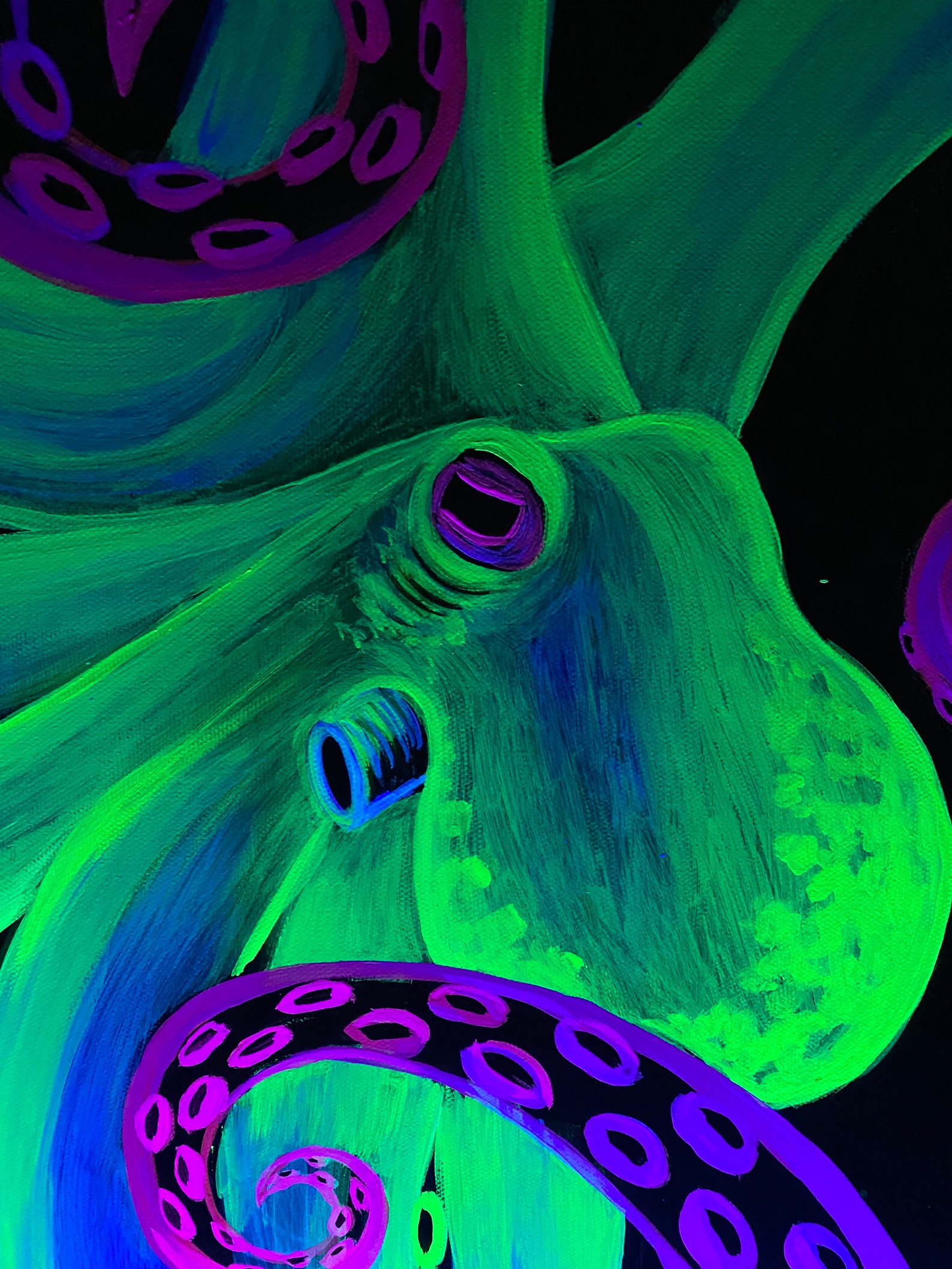 Black Light Octopus Painting - Etsy