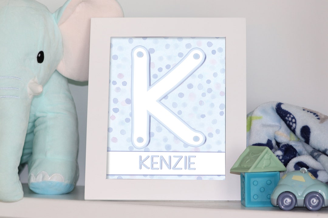 Personalized - Custom UNFRAMED 8x10 Blue Nursery Tween Teen Initial and ...