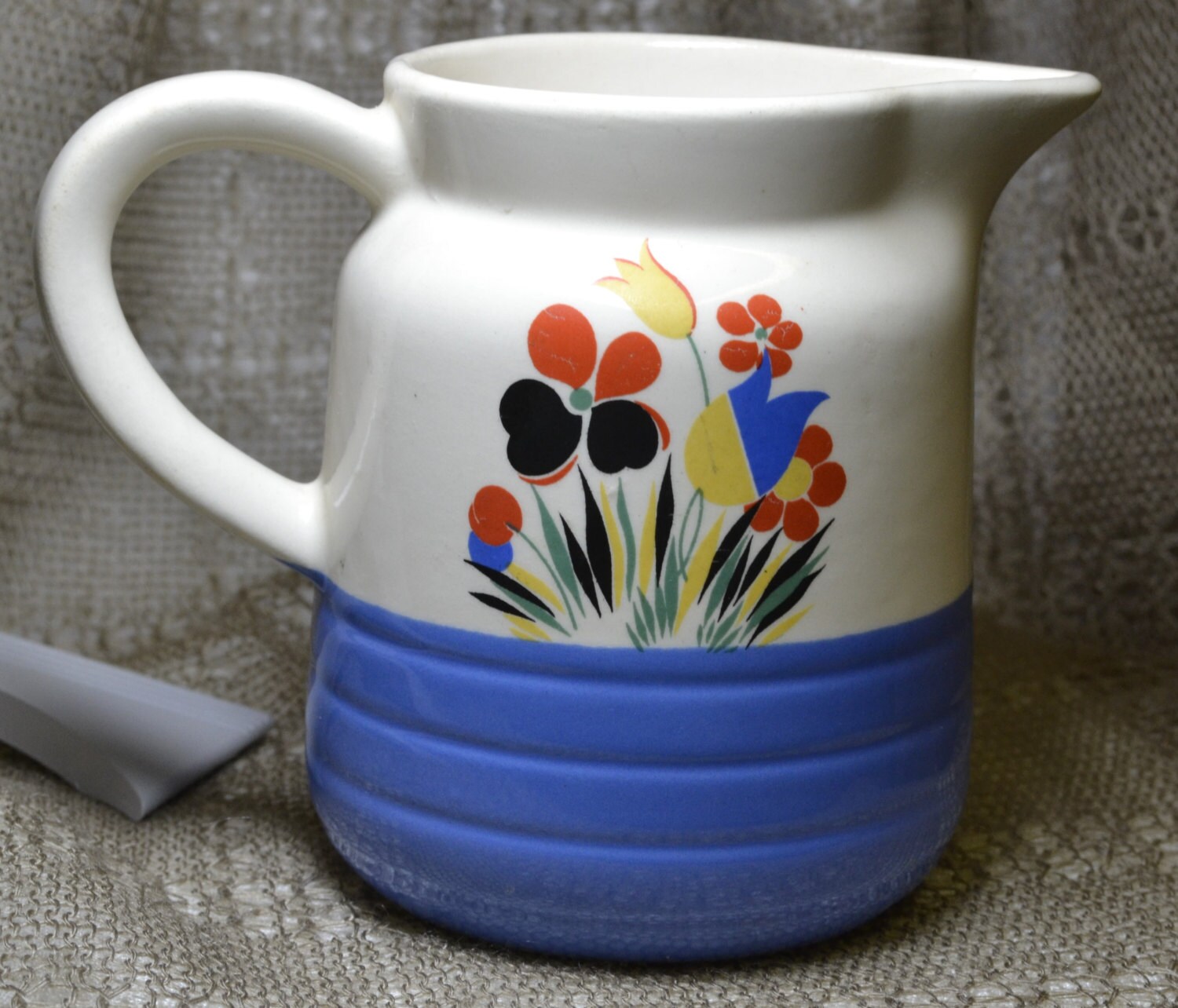 Universal Pottery circus Pattern Milk Pitcher, Blue and White Milk ...
