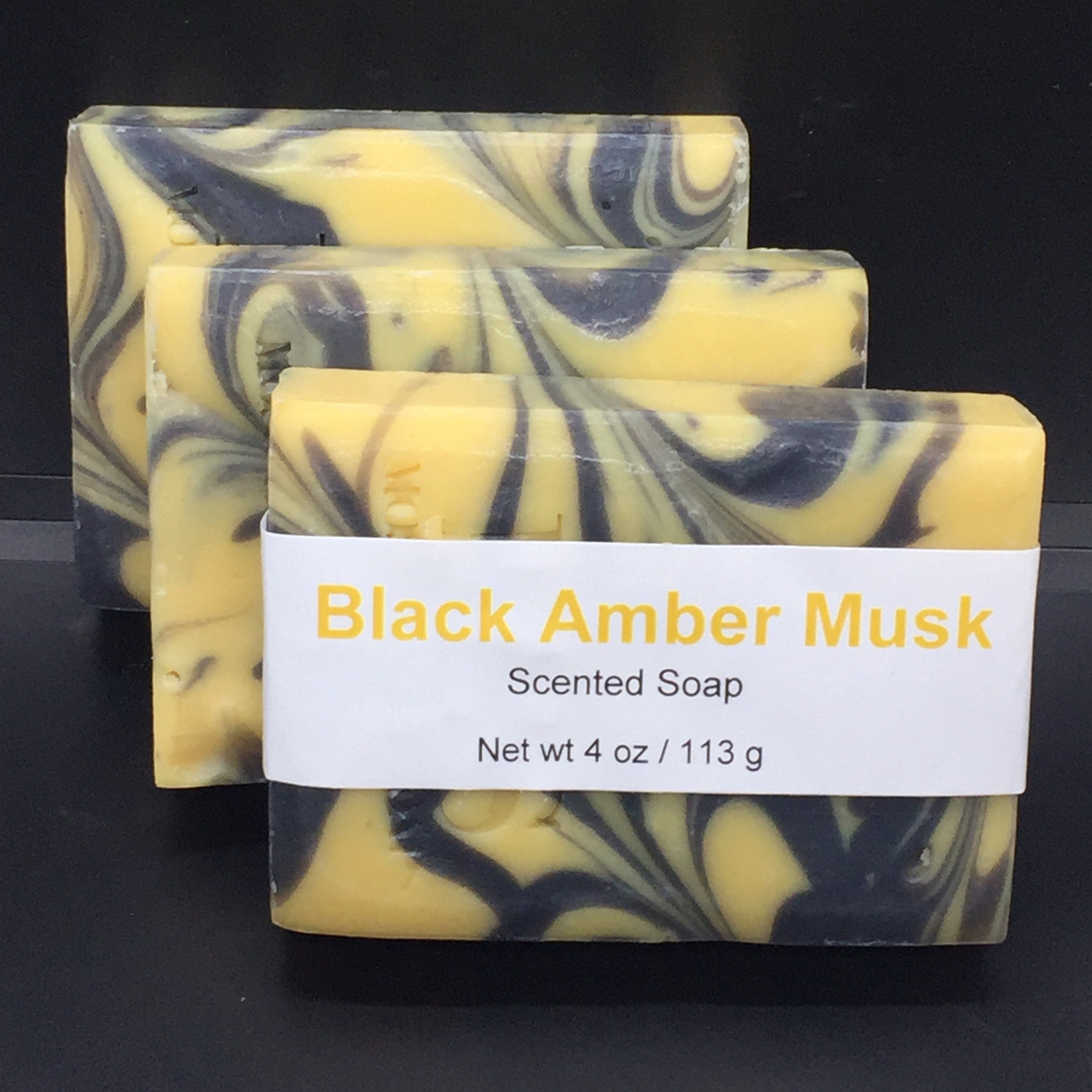 Black Amber Musk Scented Cold Process Soap with Shea Butter, 4 oz / 113 ...