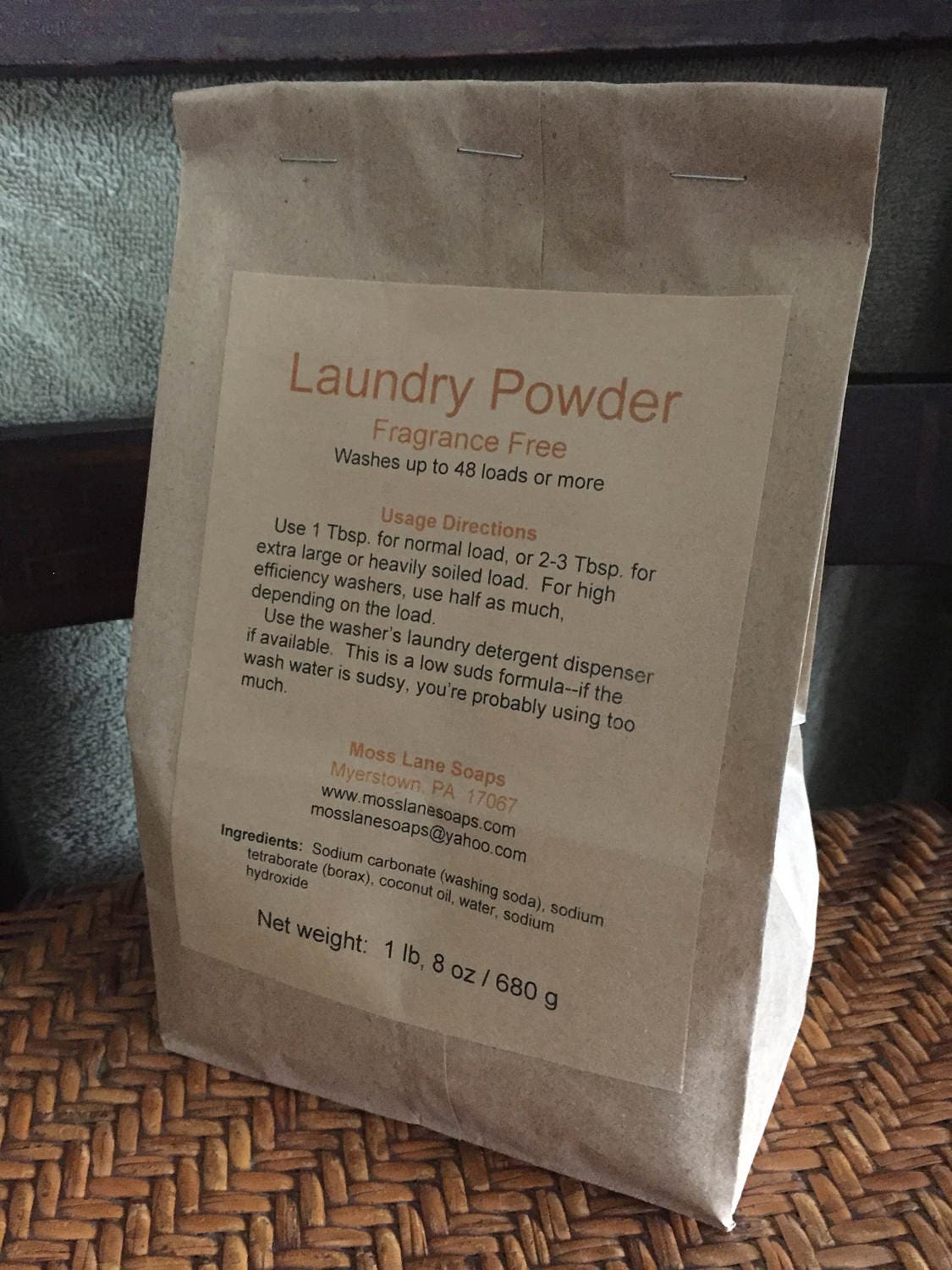 Laundry Powder, Unscented, 24 oz (1 lb, 8 oz) / 680 g, 48 loads