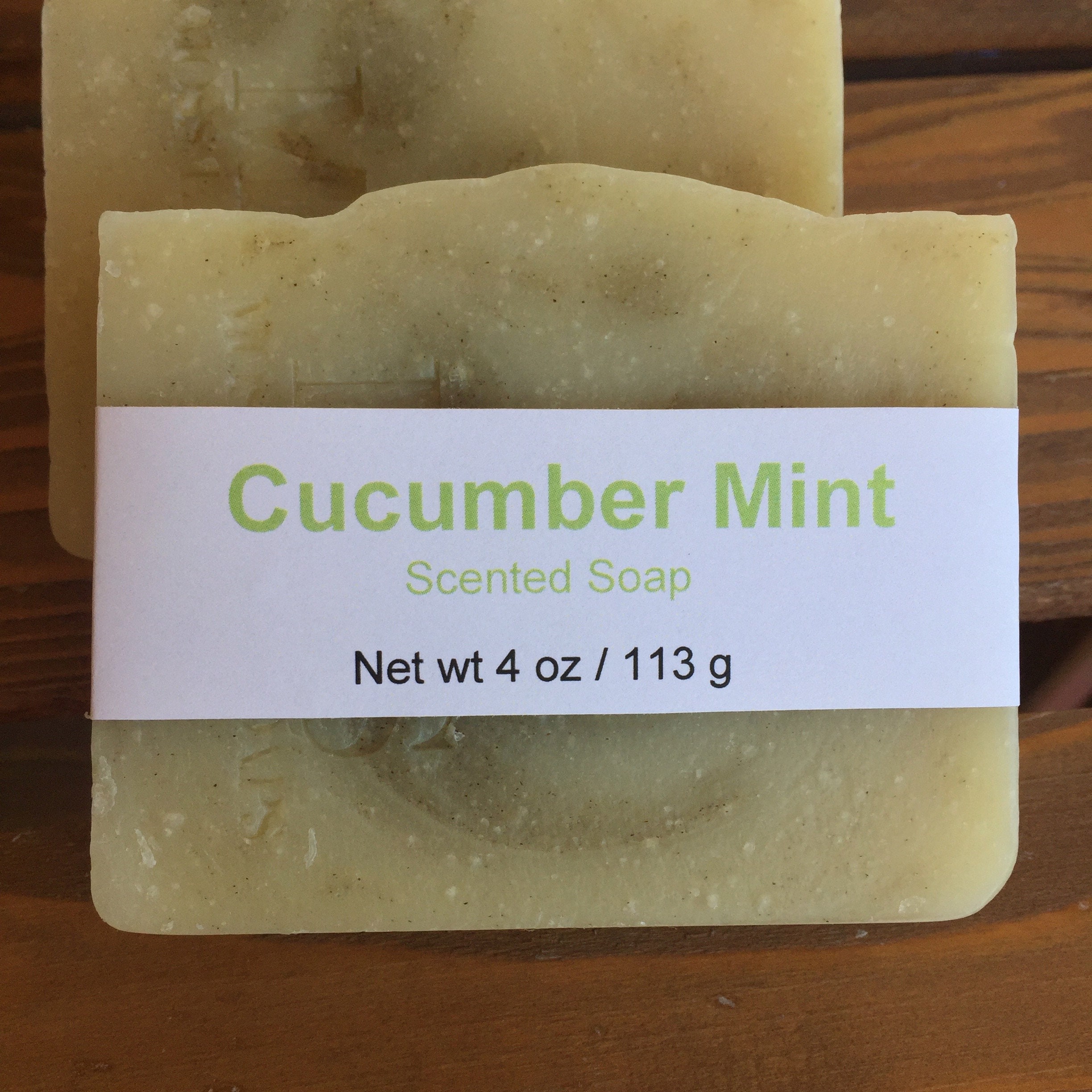 Cucumber Mint Scented Cold Process Soap with Shea Butter, 4 oz / 113 g bar