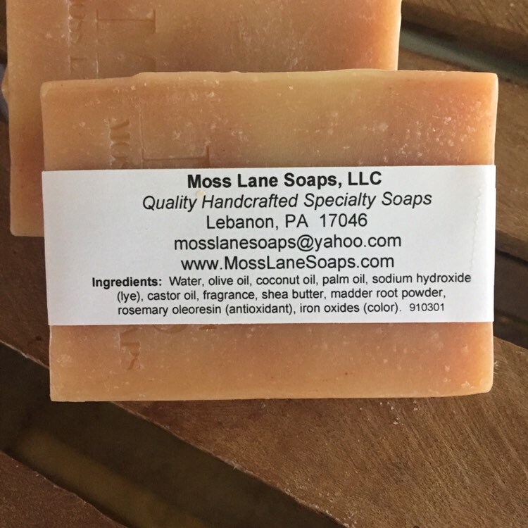 Mango Papaya Scented Cold Process Soap with Shea Butter, 4 oz / 113 g bar