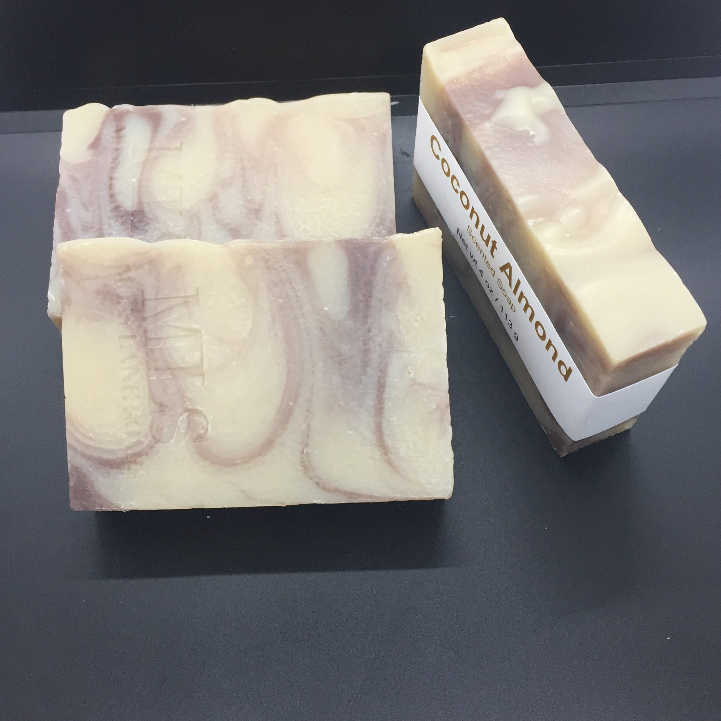 Coconut Almond Scented Cold Process Soap with Shea Butter, 4 oz / 113 g bar