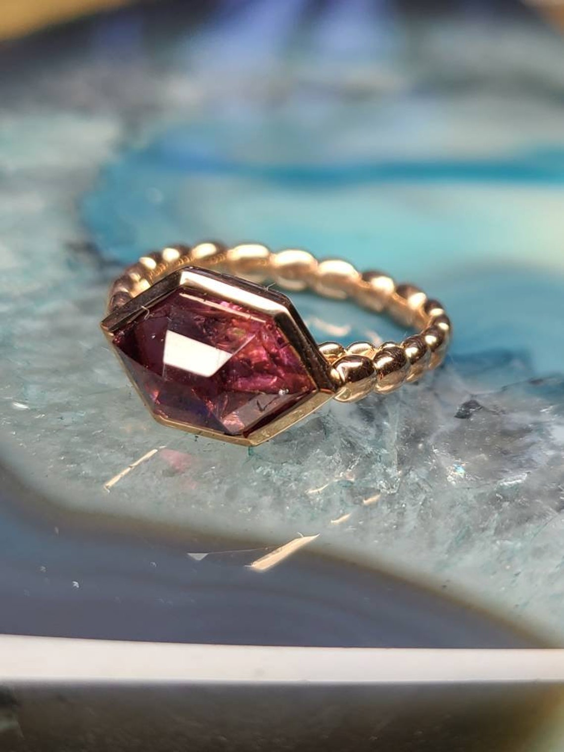 Pink Rose Cut Garnet Ring . - Etsy