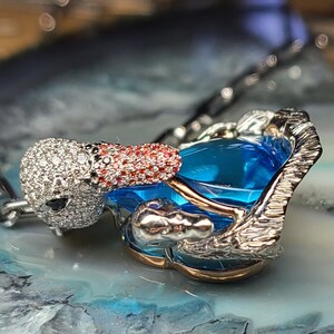 Blue Topaz and Diamond Goose and Baby Pendant. - Etsy