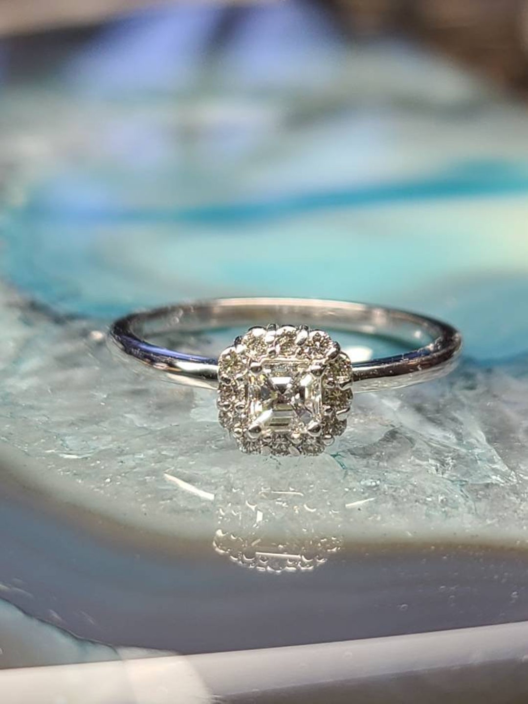 Square Cut Diamond Engagement Ring. - Etsy