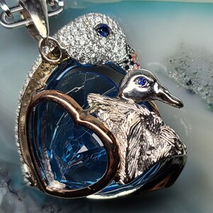 Blue Topaz and Diamond Goose and Baby Pendant. - Etsy