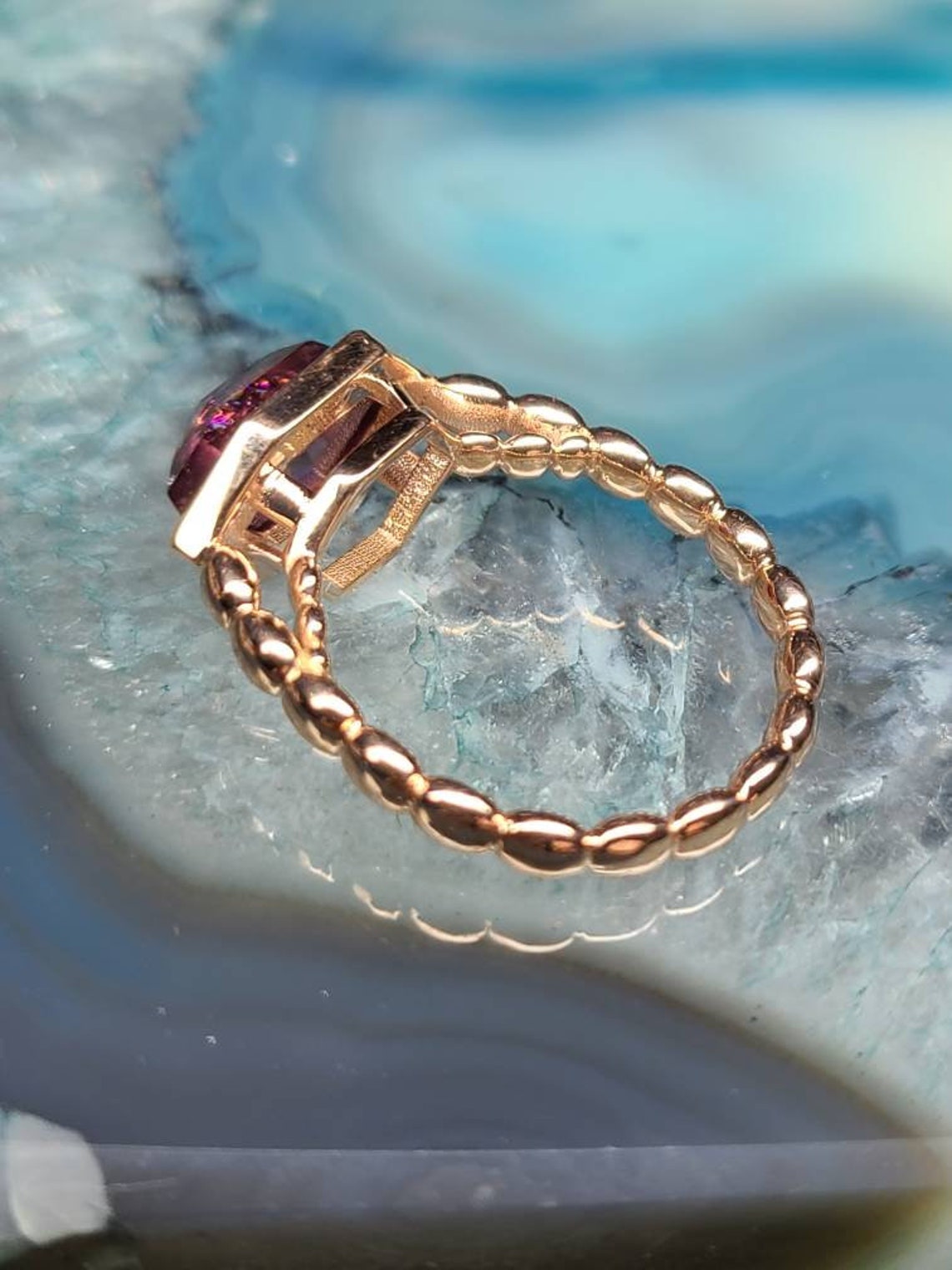 Pink Rose Cut Garnet Ring . - Etsy