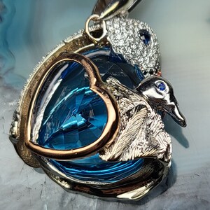 Blue Topaz and Diamond Goose and Baby Pendant. - Etsy