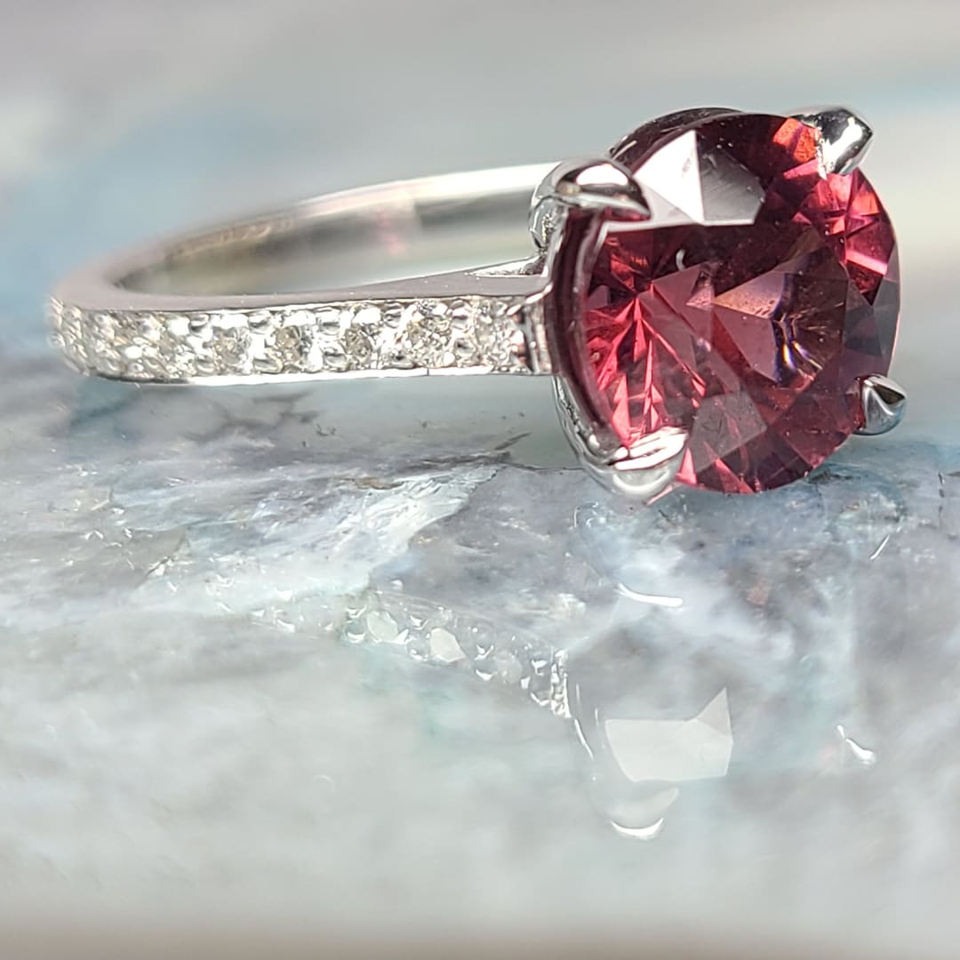 Raspberry Garnet and Diamond Ring. - Etsy
