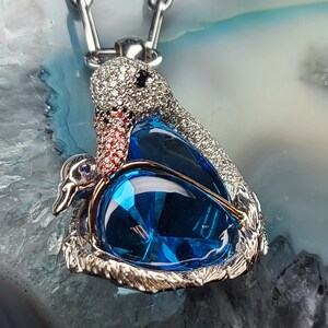 Blue Topaz and Diamond Goose and Baby Pendant. - Etsy