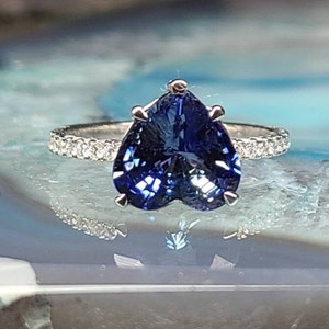 Heart Shape Blue Sapphire Ring - Etsy