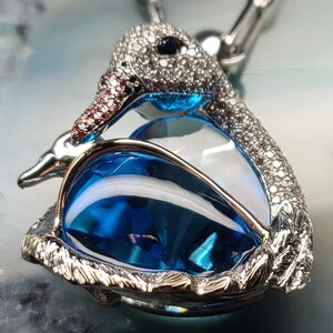 Blue Topaz and Diamond Goose and Baby Pendant. - Etsy