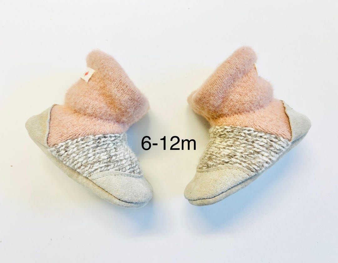 Blush Pink Baby Slipper Booties Made From Soft Felted Wool With Soft ...