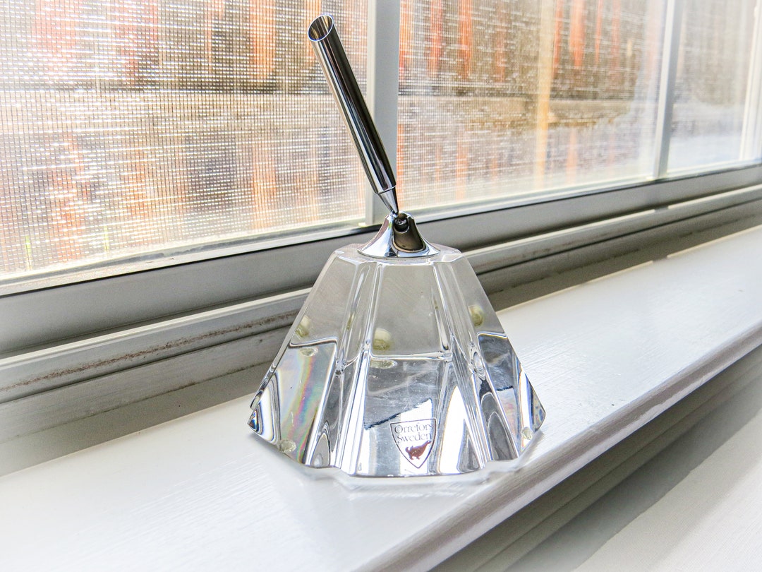 Orrefors Sweden Crystal Pen Holder: Hexagonal Art Glass Desktop ...