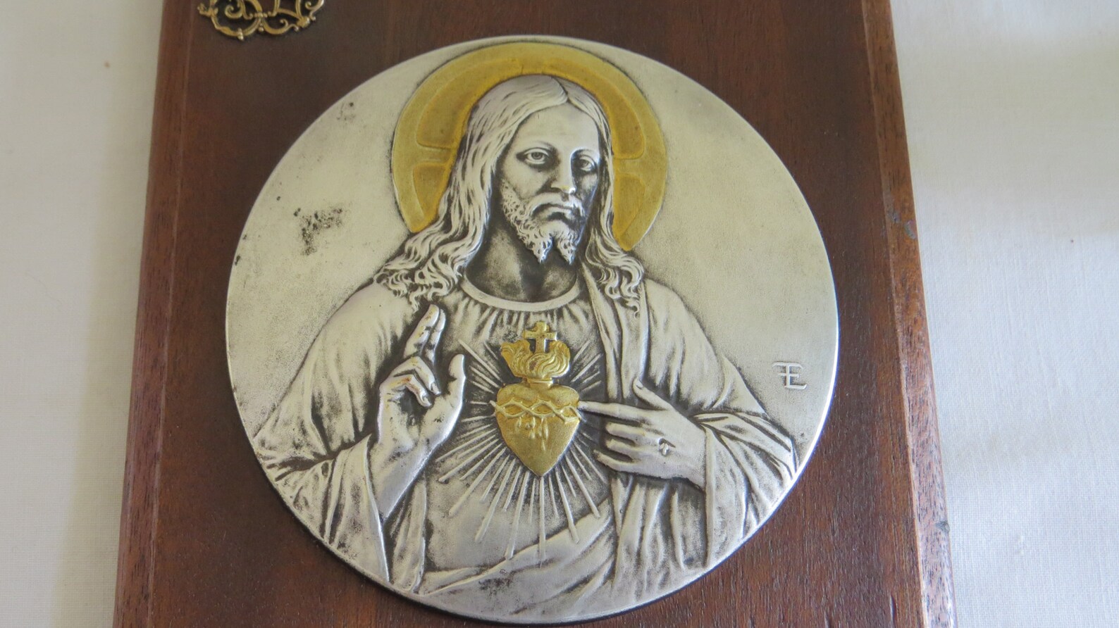 French Vintage Religious Bleeding Heart of Jesus Plaque | Etsy