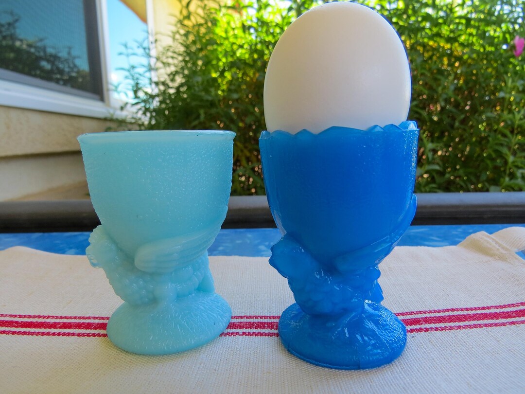 2 Vintage Egg Cups From France. Robin's Egg Blue Glass One Light Blue ...