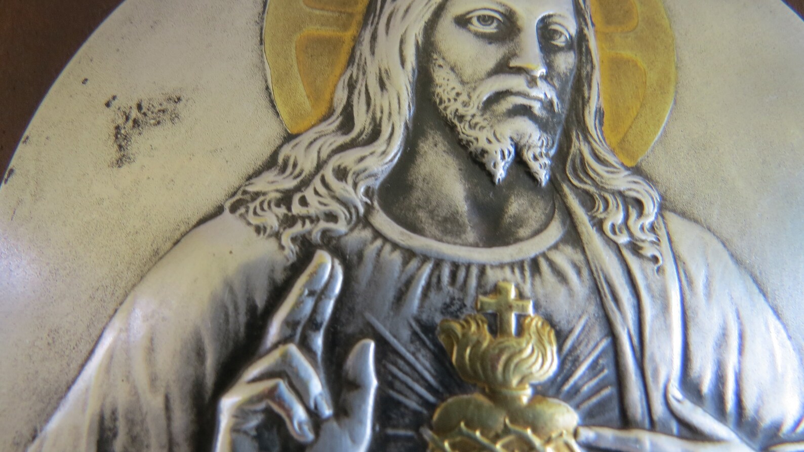 French Vintage Religious Bleeding Heart of Jesus Plaque | Etsy