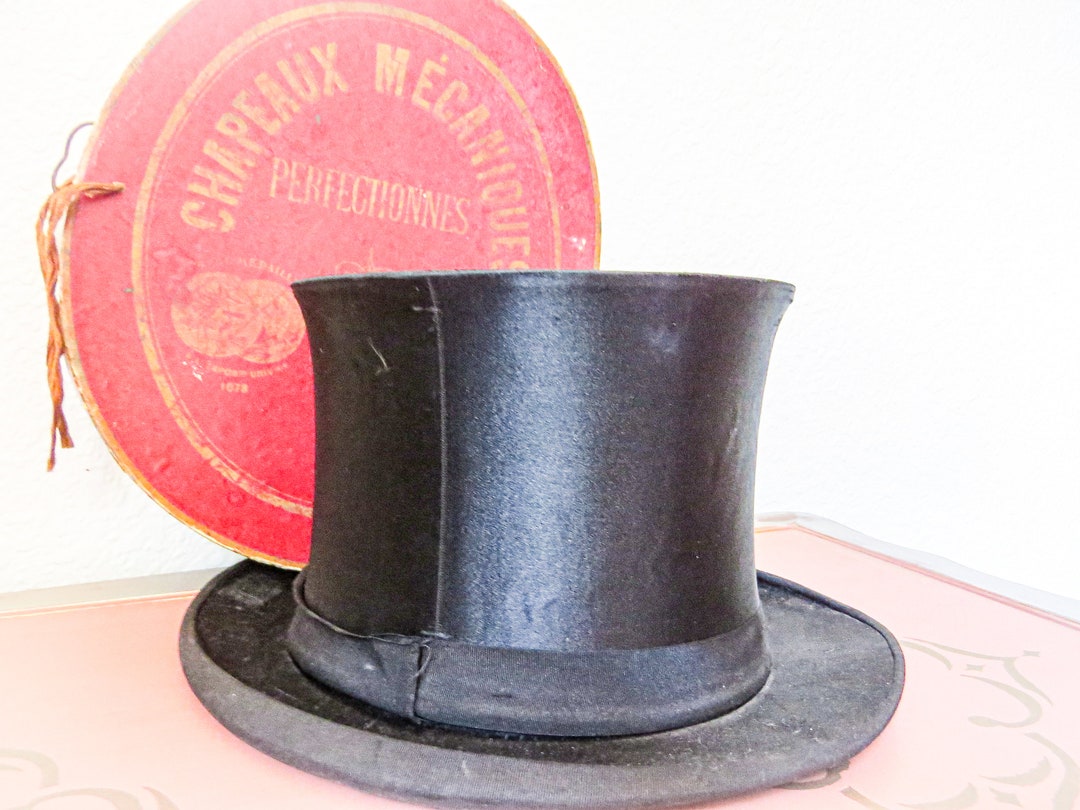 Antique French Silk Top Hat: Collapsible Opera Hat With Original Box - Etsy