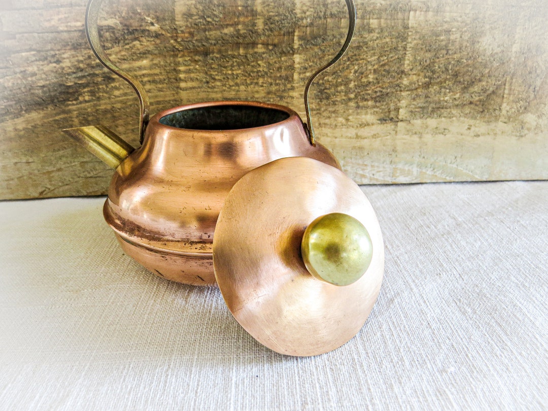 Vintage Spartan Copper Teapot: Small One-cup Size, Brass Accents - Etsy