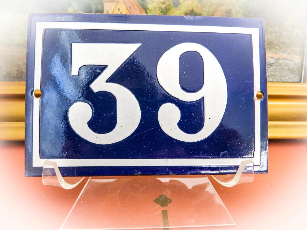 Vintage French Enamel Number 39, House or Apartment Address Number ...