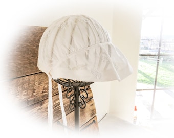 French Victorian 1800s Women Pleated NIGHT BONNET / HAT ~ Luxurious ...