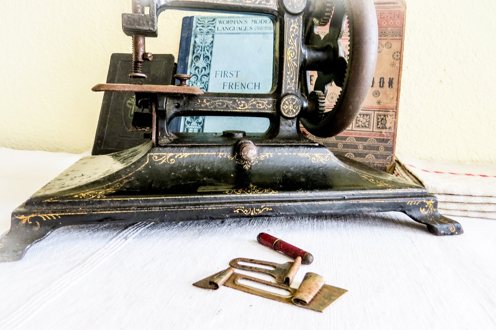 Antique French Sewing Machine Hand Crank 1800's Black | Etsy