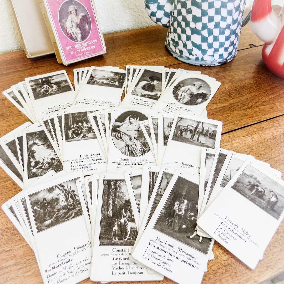 Antique French Card Game the Famous Painters of France 4 Card Paintings ...