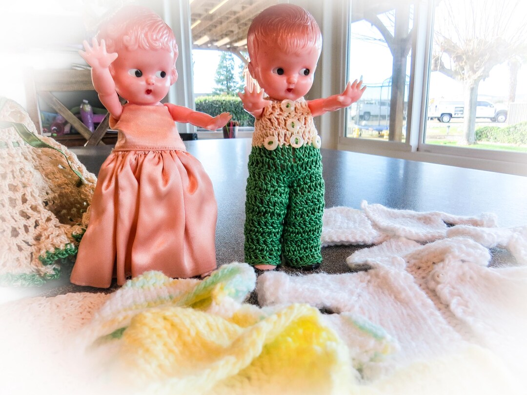 Knickerbocker Dolls, Mr. and Mrs. Pair Vintage Celluloid With Clothing ...