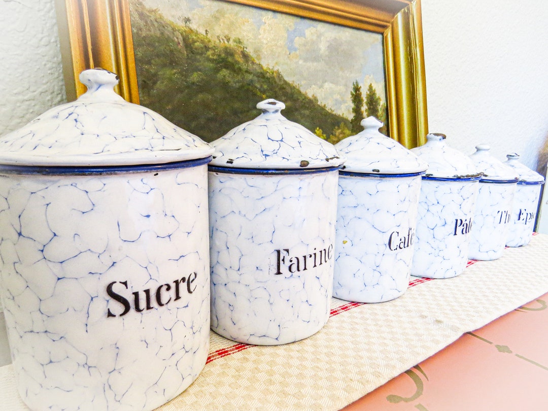 French Canister Set 6 Piece Set in Red and White From France. Desirable ...