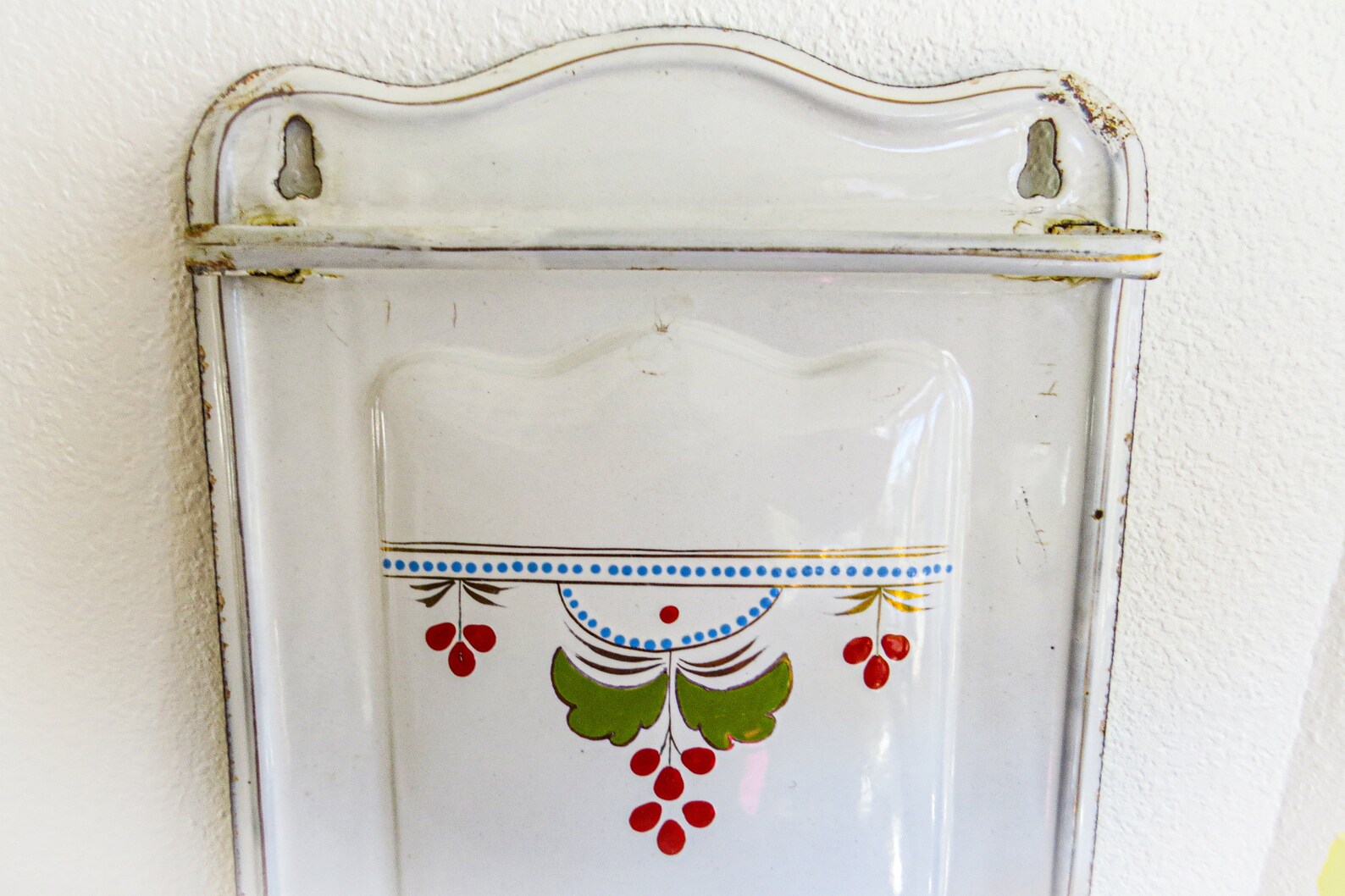 Antique French Graniteware Utensil Rack With Cherries. Early | Etsy