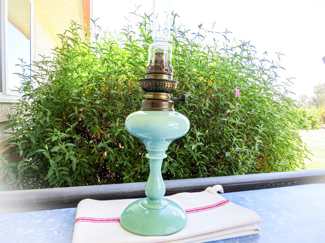 Jadeite Lamp, Oil Lamp, Vintage/antique Jadeite From France, With ...