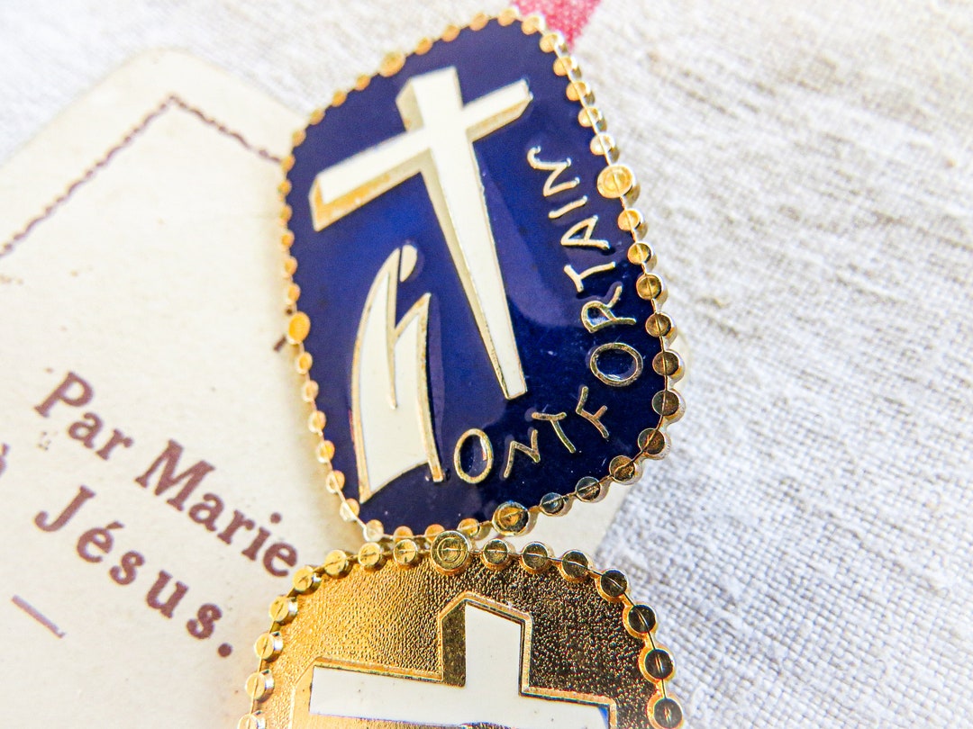 Antique French Prayer Card & Montfort Pilgrimage Pins: Marian Devotion ...