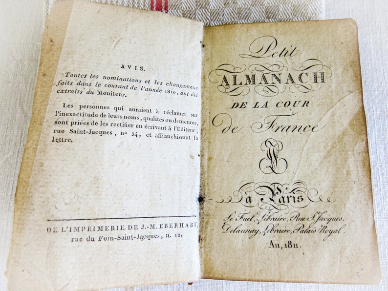 Original Edition Antiquarian Book Year 1811 Petit Almanach De - Etsy