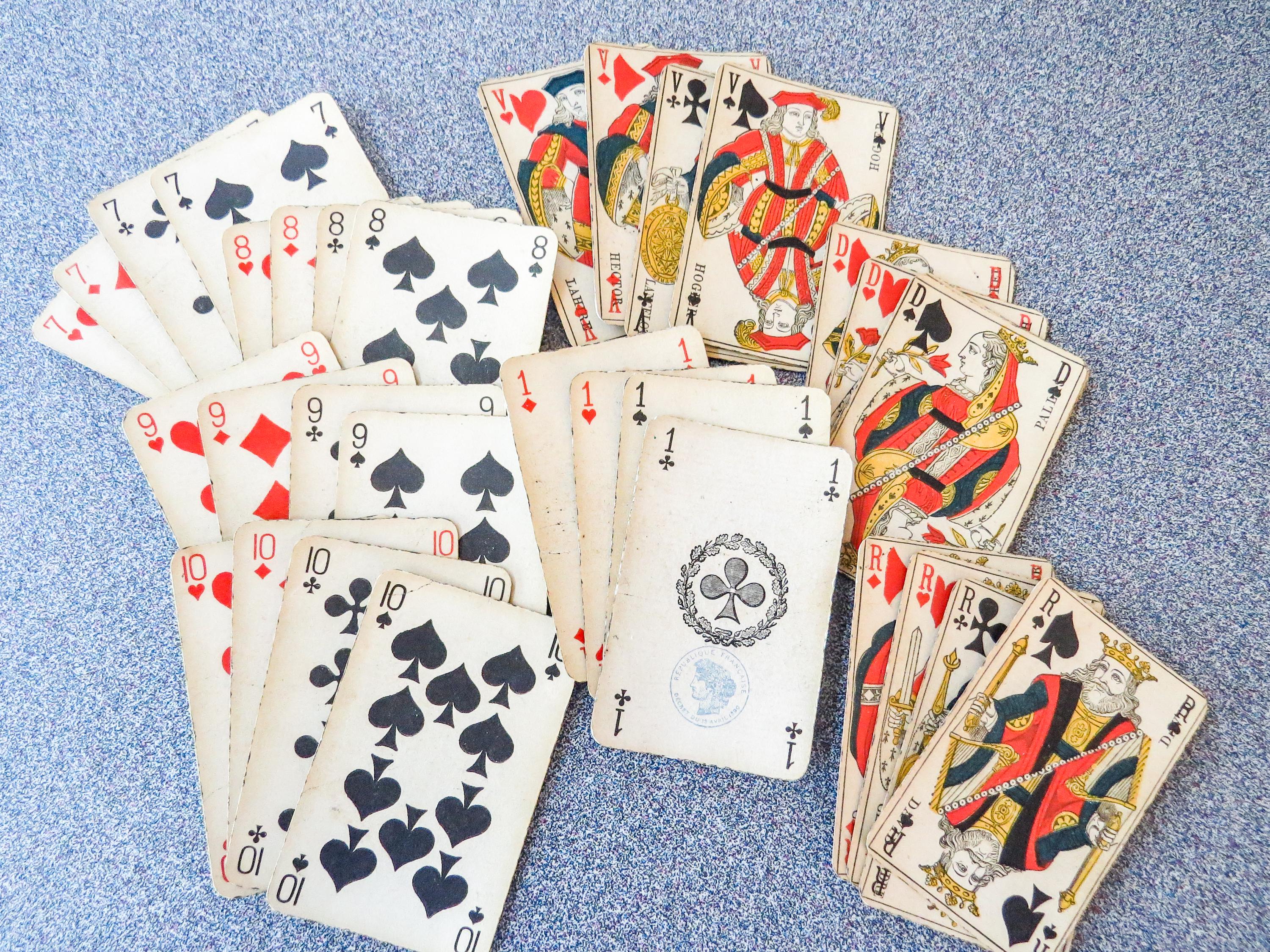 Antique French Piquet Card Deck: République Francaise Stamp, 1890-1940 ...