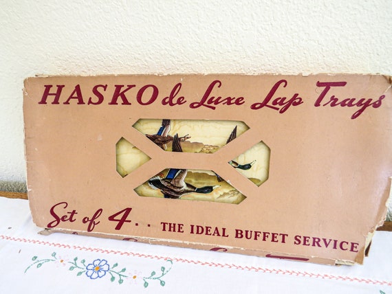 Kitchen & Dining Floral Tray Set with Original Box Haskelite Haskomold ...