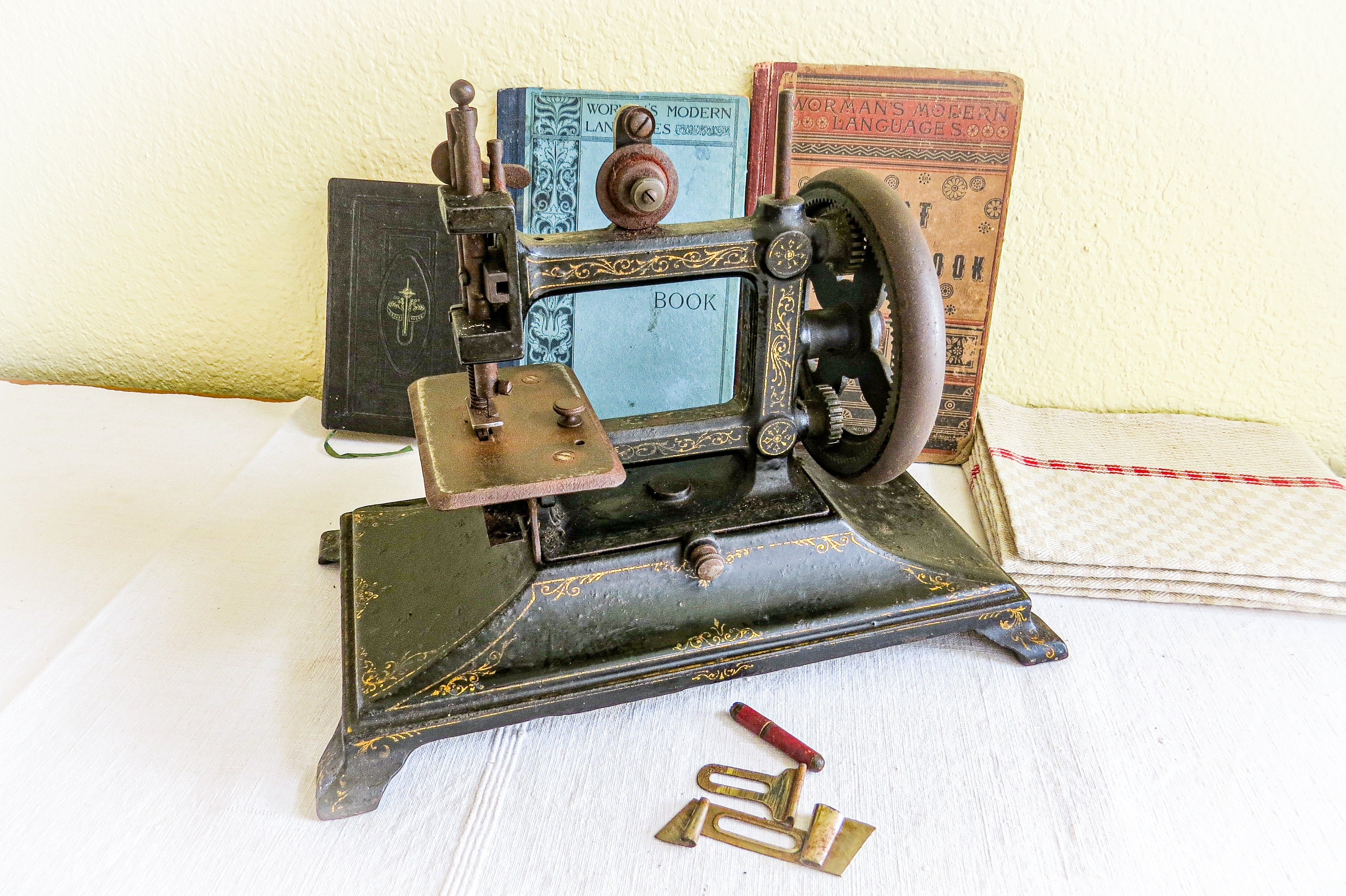 Antique French Sewing Machine Hand Crank 1800's Black | Etsy